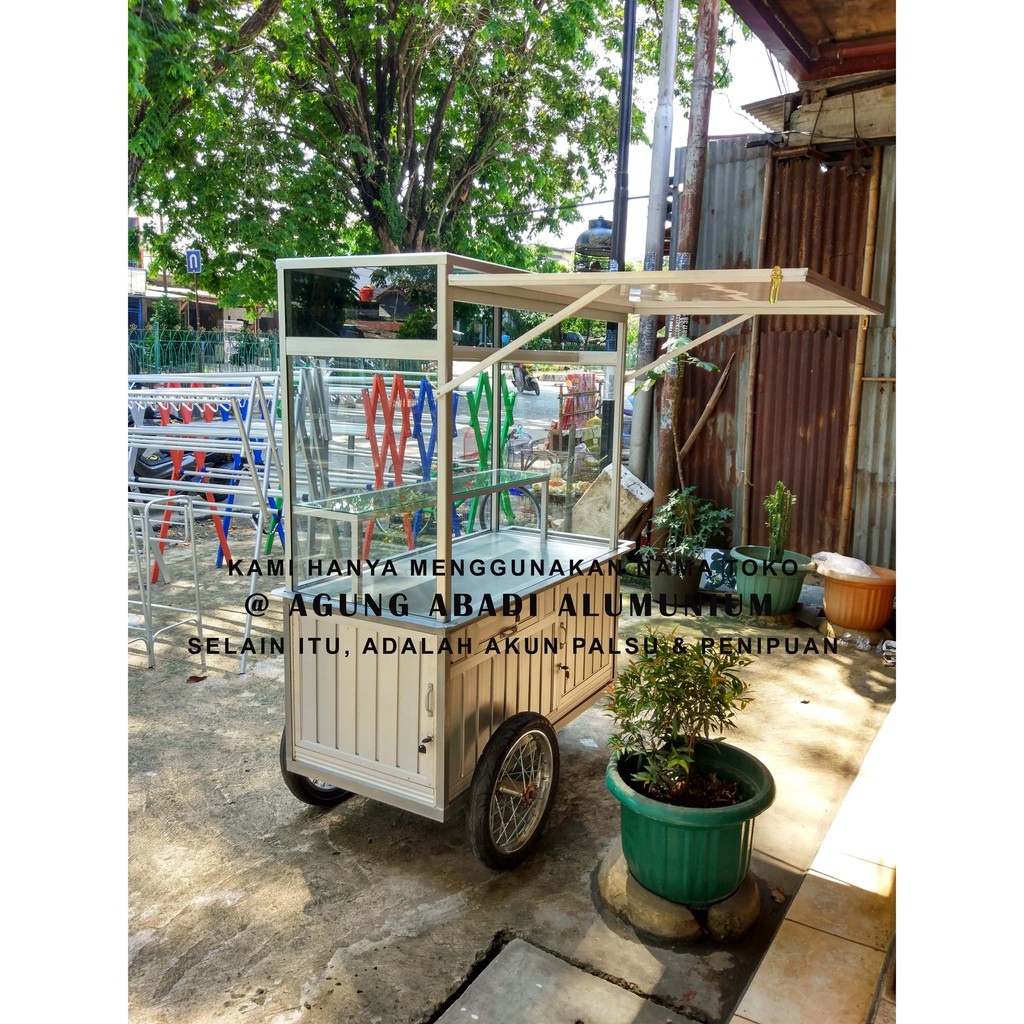 Jual Gerobak Alumunium Dorong Keliling Roda Motor Gorengan Friedchicken ...