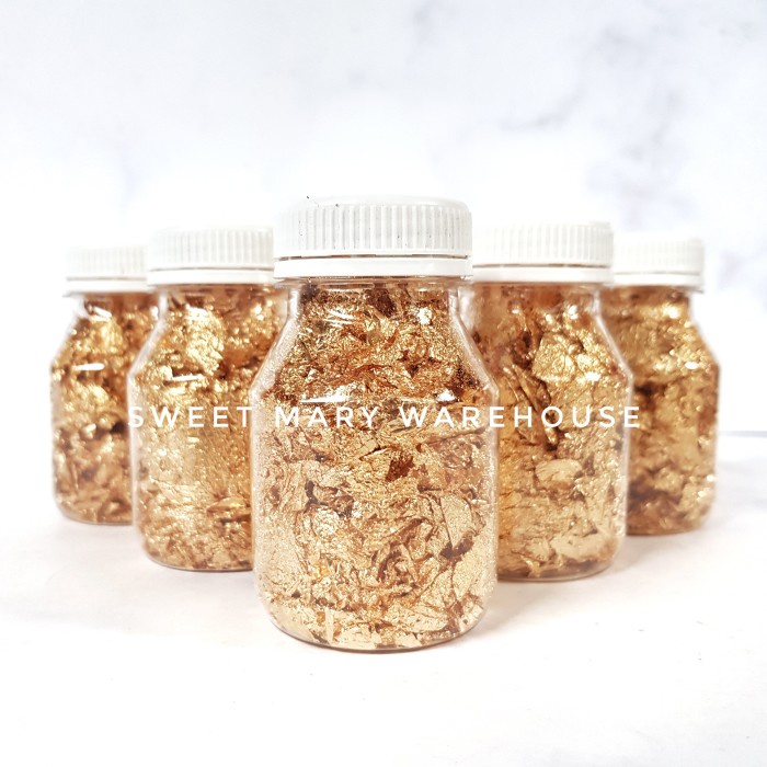 Jual Jumbo Edible GOLD LEAF 24k Botol Besar Gold Sheet Flakes Dekorasi ...