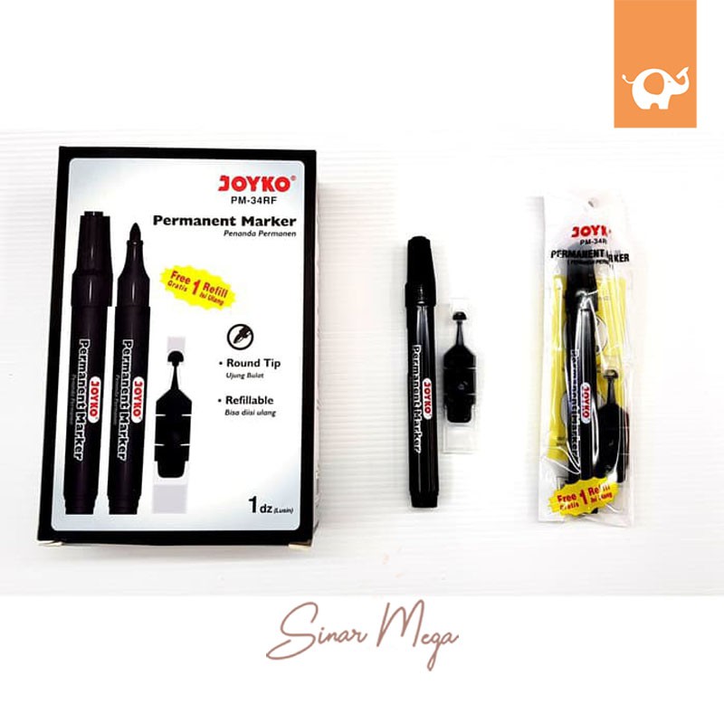 Jual Joyko Spidol Permanent PM 34RF/ Penanda Permanen Murah | Shopee ...