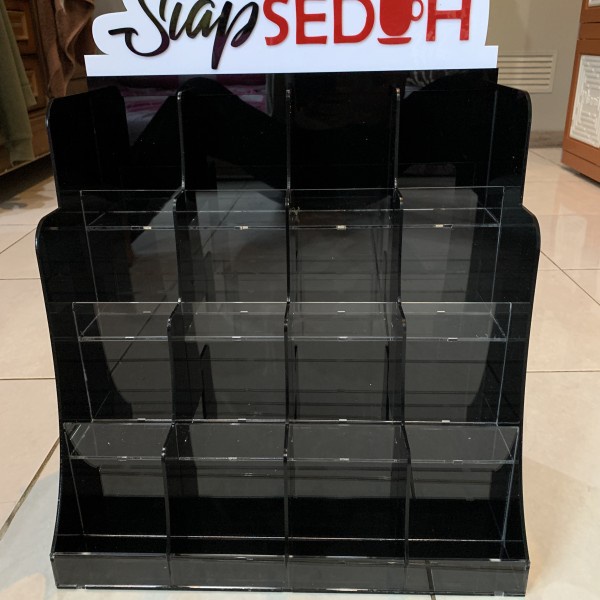 Jual Rak Display Akrilik Kopi Siap Seduh isi 25kotak / Rak Kopi Akrilik ...