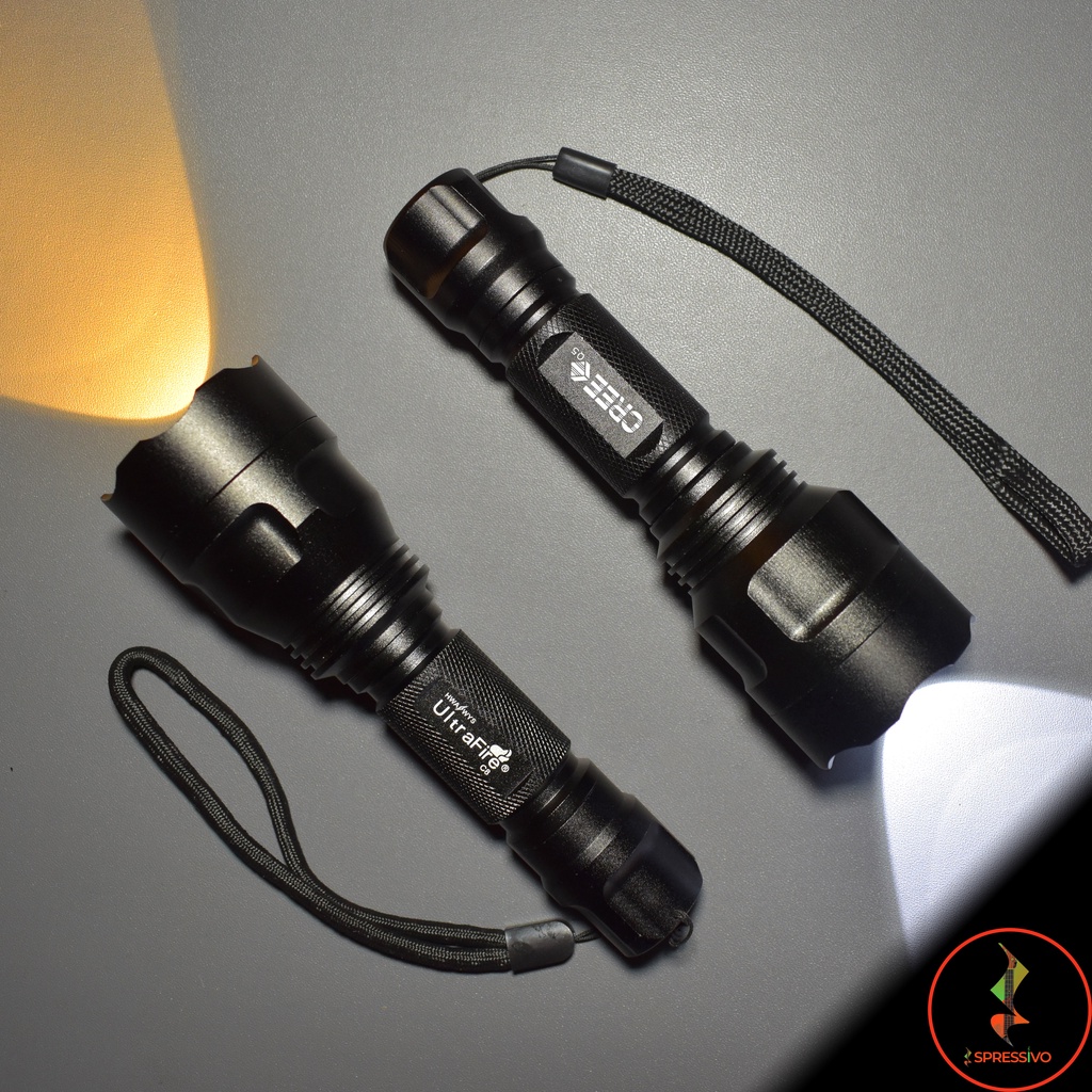 Jual Senter Compact LED police Q5 swat C8 sinar kuning 18650 | Shopee ...