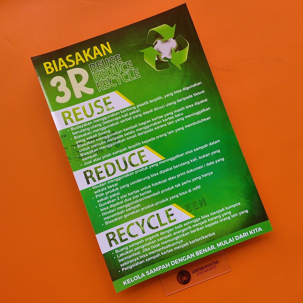 Jual Poster Biasakan 3R - Reuse Reduce Recycle, Poster Pengolahan Sampah, Laminating Glossy ...
