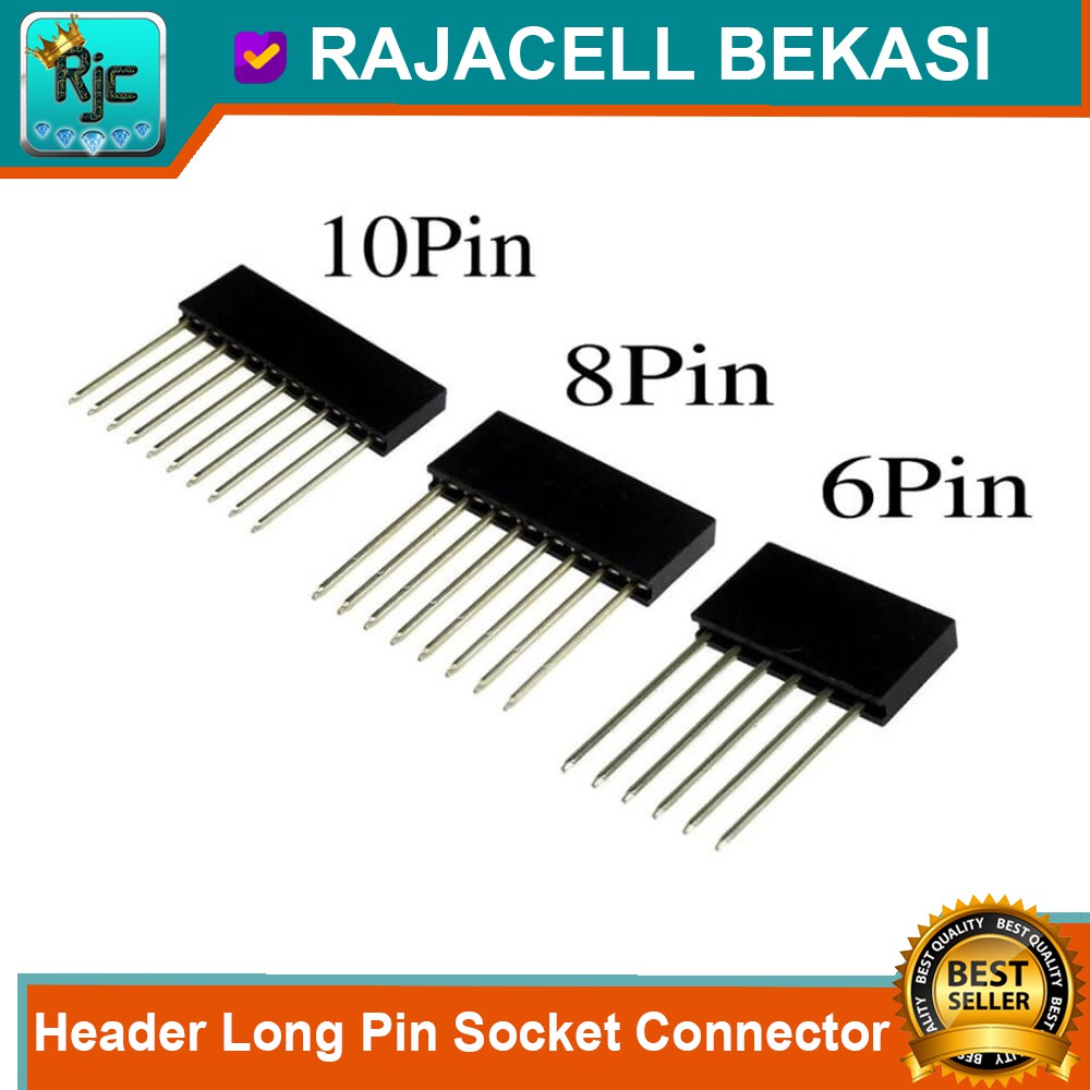 Jual 10P 8P 6P 4P Female Header Long Pin Socket Connector Arduino ...