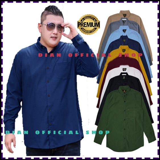 Jual KEMEJA JUMBO PRIA LENGAN PANJANG XXL BAJU POLOS COWOK WARNA LENGKAP | Shopee Indonesia