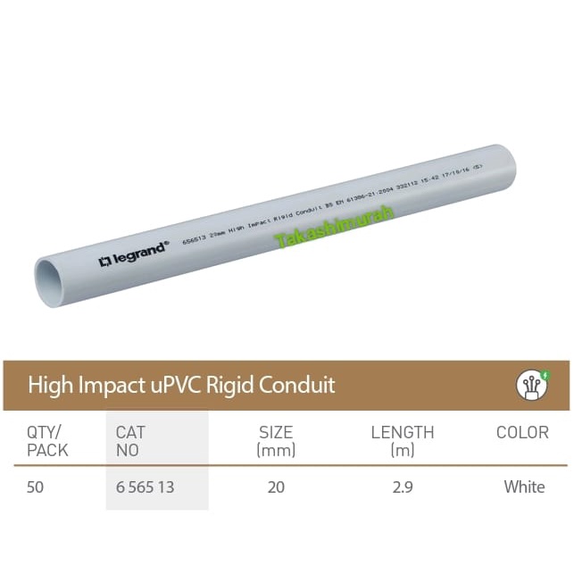 Jual Pipa Listrik Legrand 20mm 656513 Putih / Pipa PVC / Pipa Listrik ...