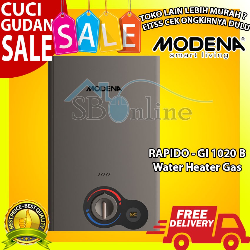 Jual Modena GI 1020 B Water Heater Gas 10 Liter Per Menit | Shopee ...