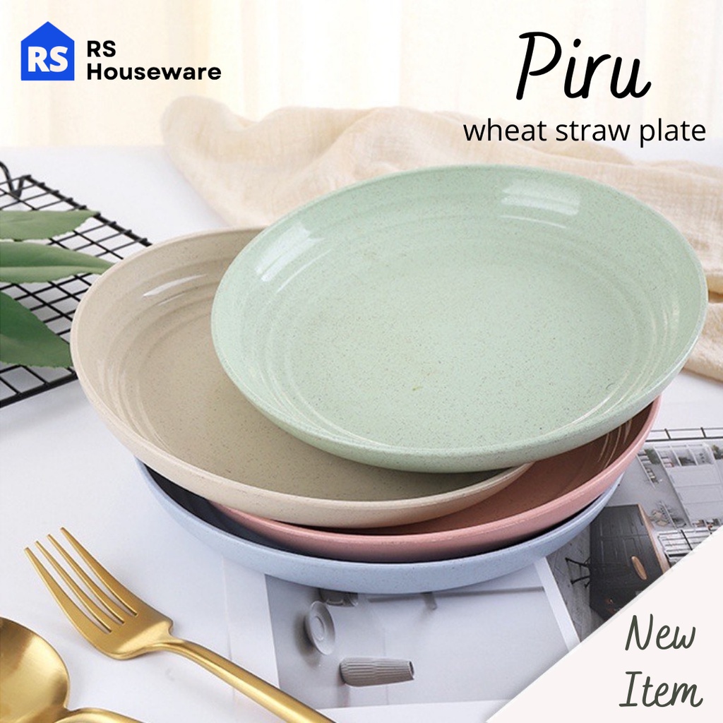 Jual [RS] PIRU Piring Saji Wheat Straw Piring Makan Dinner Plate Piring ...