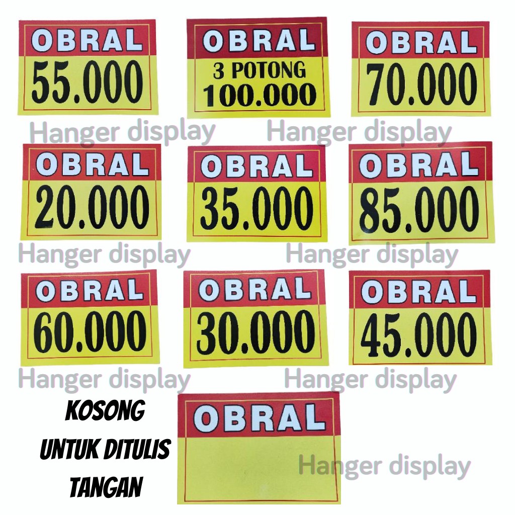 Jual Kertas Tulisan Harga Bandrol / Name Tag Harga Jualan / Kertas ...