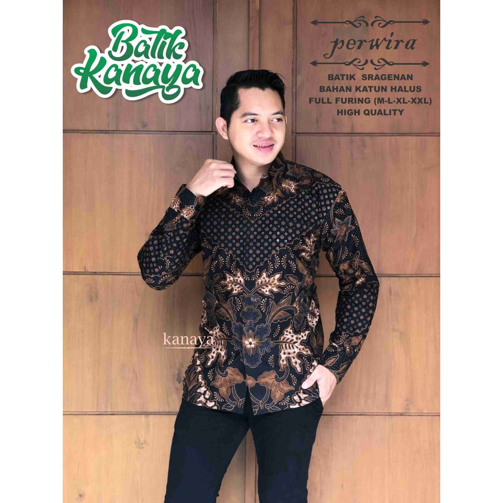 Jual PERWIRA Kemeja Batik Solo Pria Lengan Panjang Katun Halus FULL ...