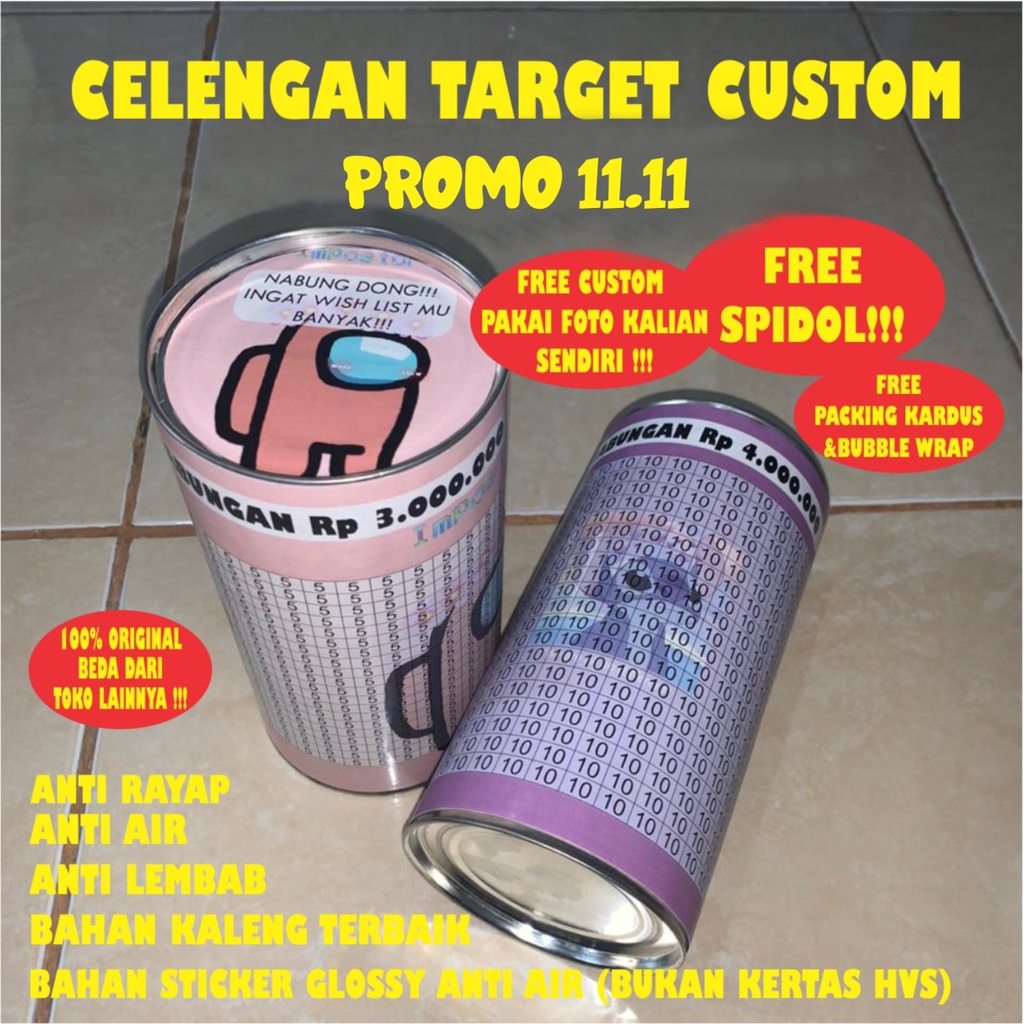 Jual CELENGAN TARGET CUSTOM|CELENGAN TARGET VIRAL|TABUNGAN TARGET(BISA ...