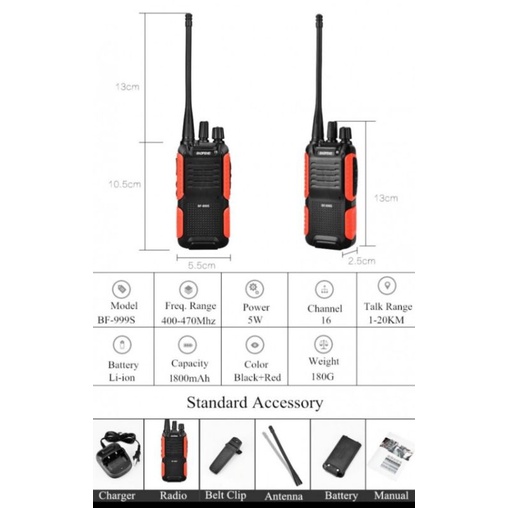 Jual Walkie Talkie HT BF-999S Walkie Talkie Single Band 5W Two-Way ...