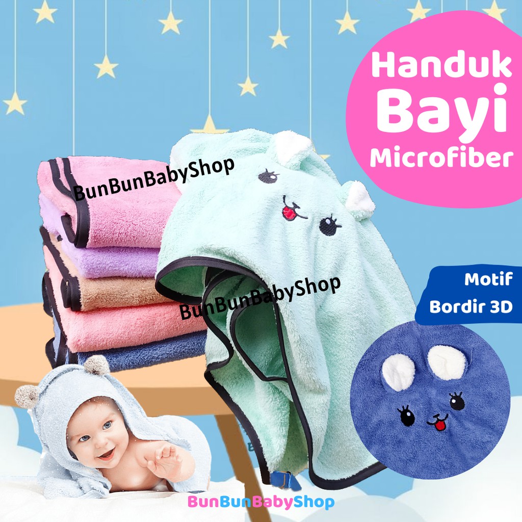 Jual Handuk Bayi Lembut Microfiber Bordir 3D Motif Perlengkapan Mandi ...