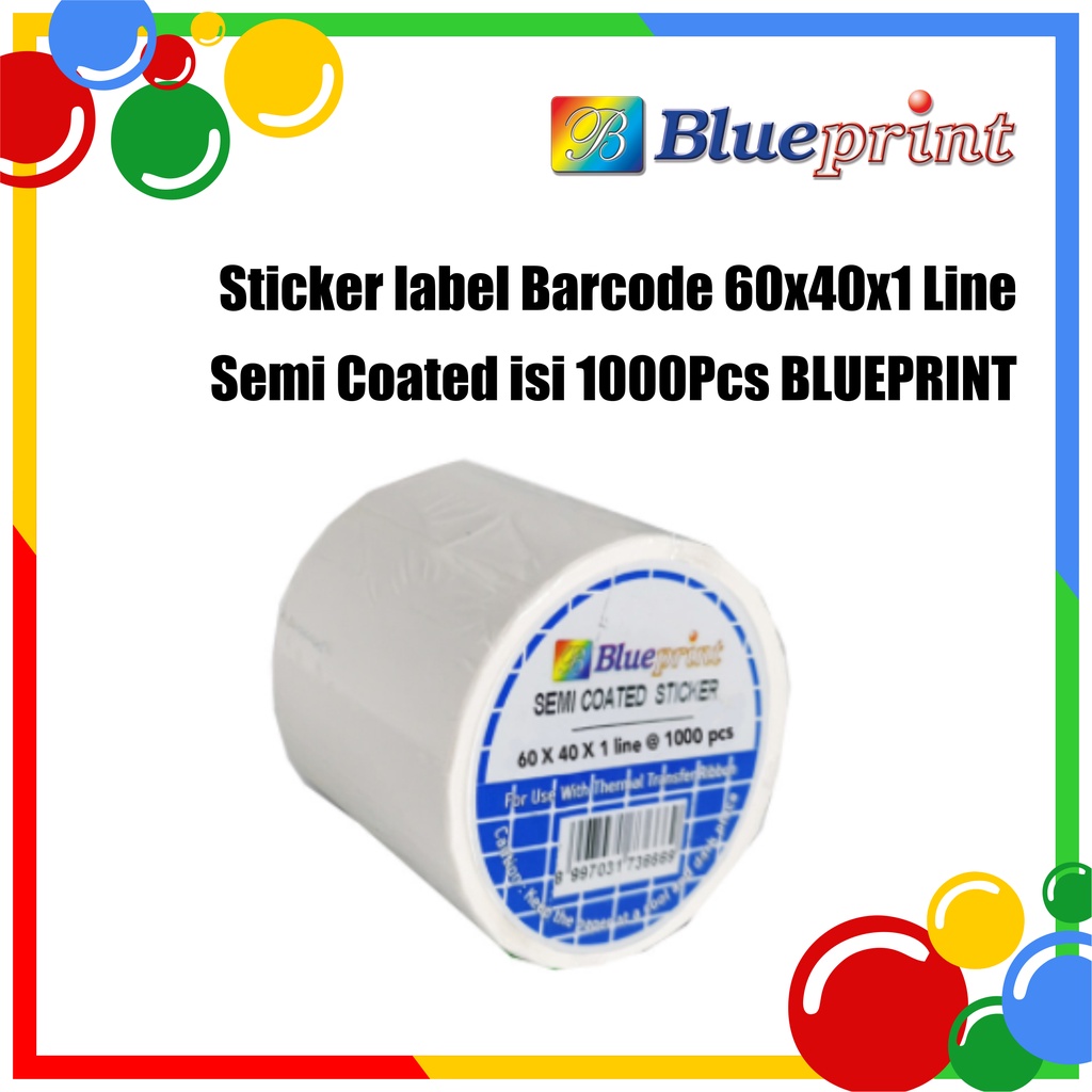 Jual Sticker label Barcode 60x40x1 Line Semi Coated BLUEPRINT isi ...