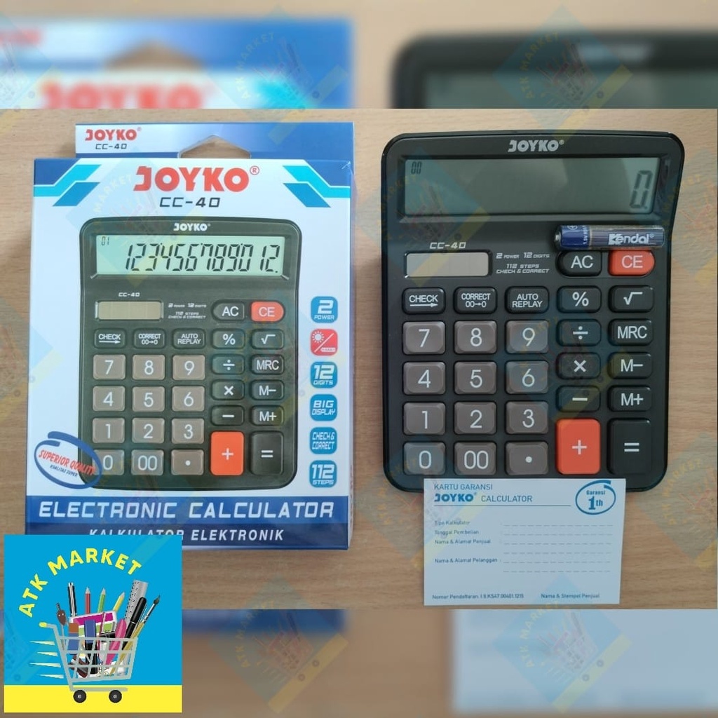 Jual Kalkulator JOYKO cc-40/ Calculator JOYKO CC40 sedang 12 digit ...