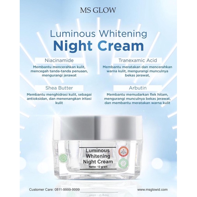Jual Cream mlm whitening luminous Ms glow | Shopee Indonesia