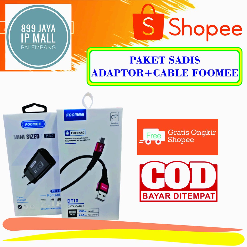 Jual PROMO PAKET FOOMEE ADAPTOR + KABEL MICRO/TYPE C ORIGINAL GARANSI ...