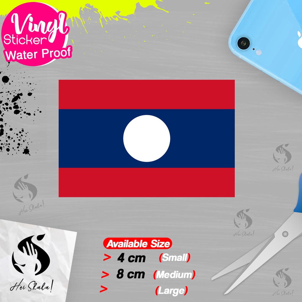 Jual Stiker Laos Sticker Vinyl Satuaan Motif Bendera Negara Dunia Bahan ...
