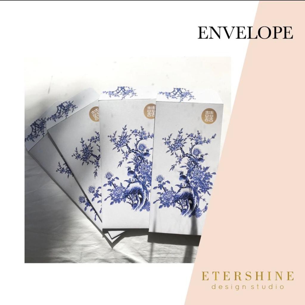 Jual Custom Angpao Wedding/CNY/Personal Blue Chinoiserie (Grey ...