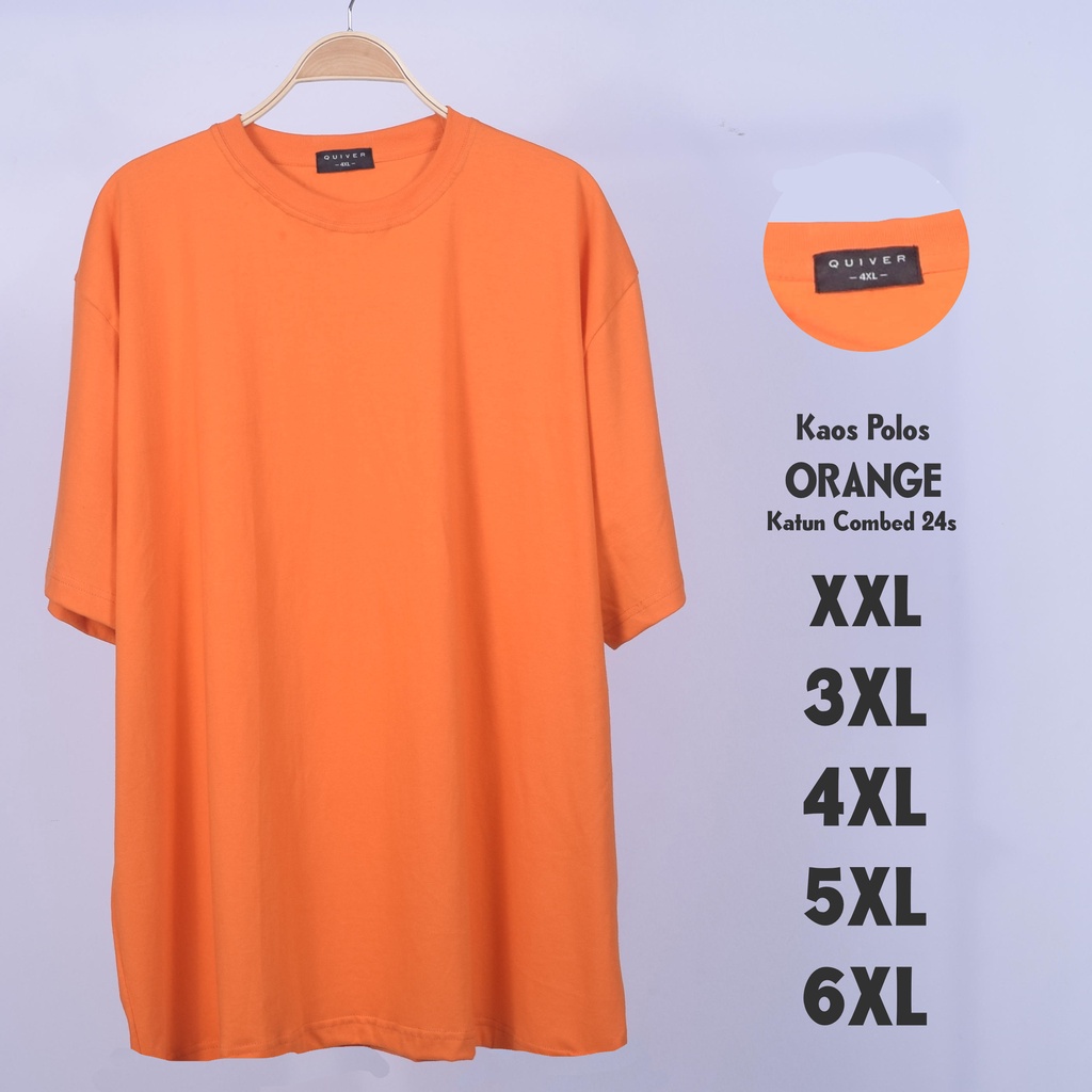 Jual Kaos Polos Jumbo Pria Orange 24s Big Size XXL 3XL 4XL 5XL 6XL | Shopee Indonesia