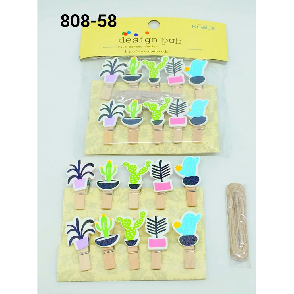 Jual Wooden clip frame / penjepit foto cactus set 10 cute 808-58 ...