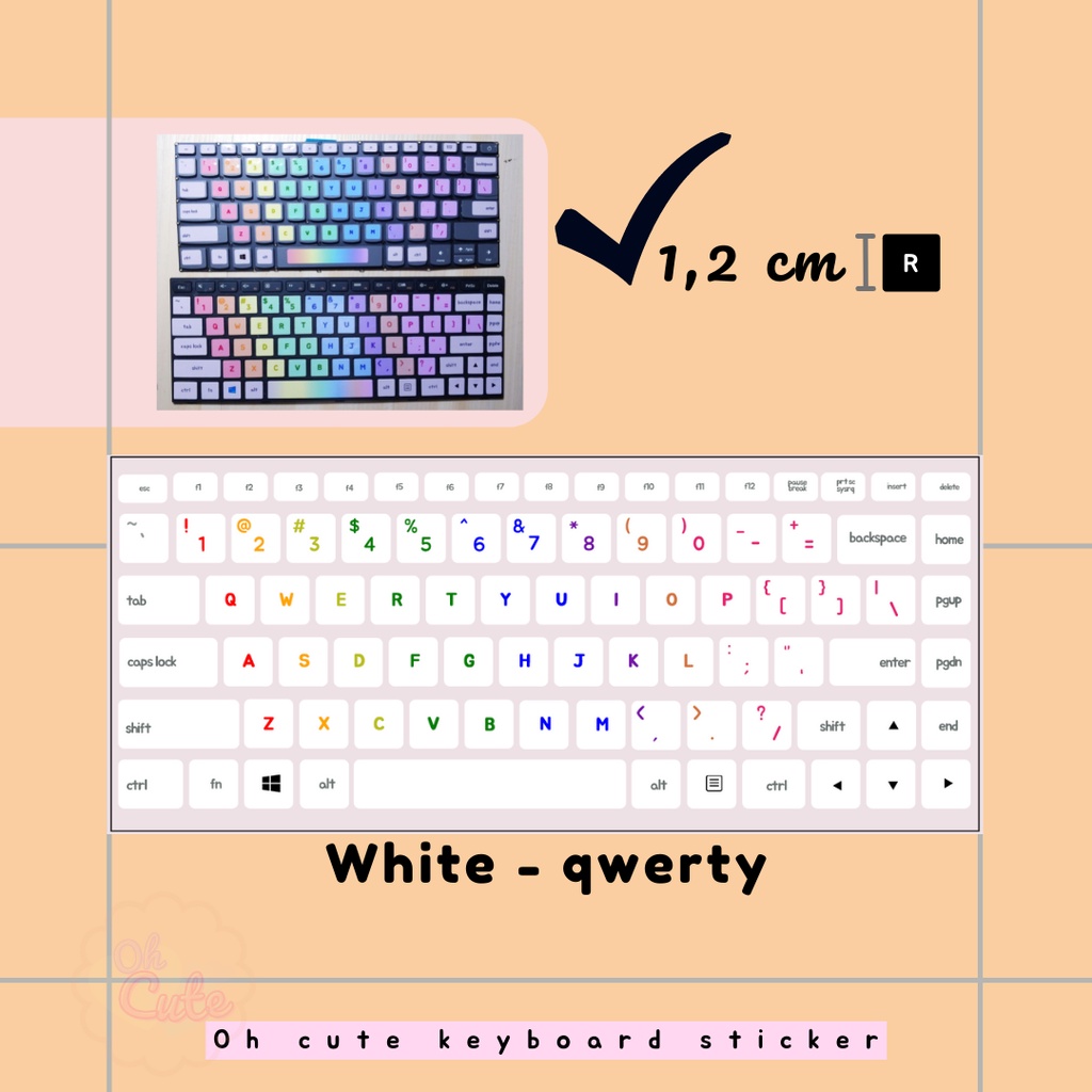 Jual OH CUTE Rainbow Keyboard Sticker for Windows - Aesthetic Color ...