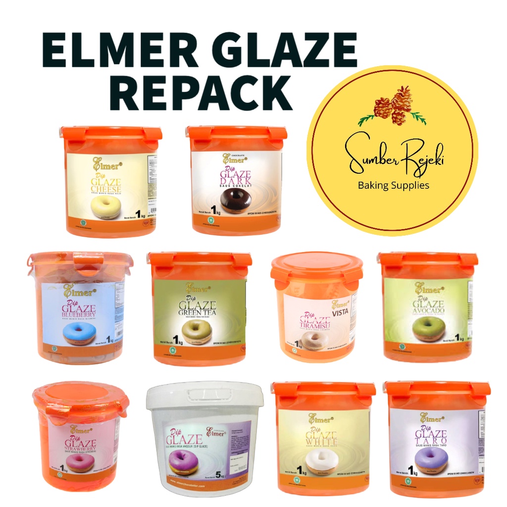 Jual Elmer Glaze Donat Rasa Dark Chocolate, Tiramisu, Cheese, Taro ...