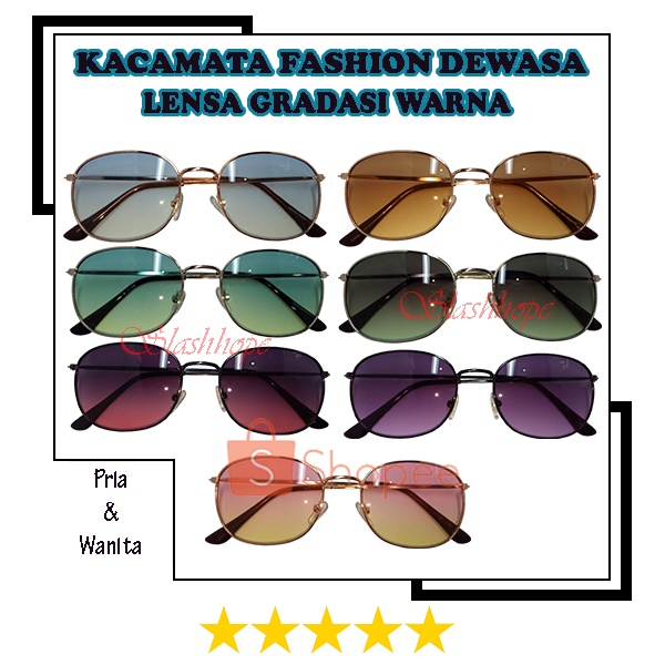Jual Kacamata Fashion Gaya Lensa Normal Pria/Wanita Gradasi Warna ...