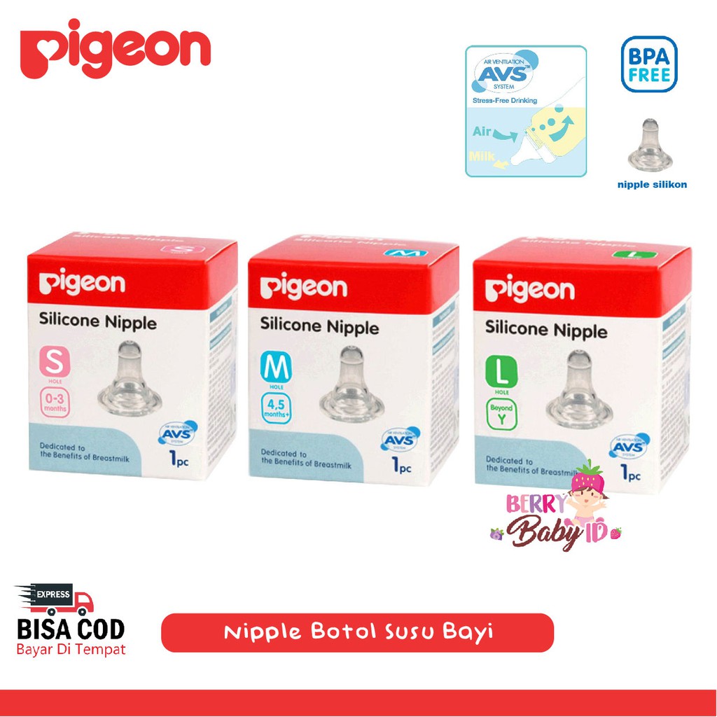 Jual Pigeon Silicone Nipple Box Dot Teat Botol Susu Bayi Size S M L ...