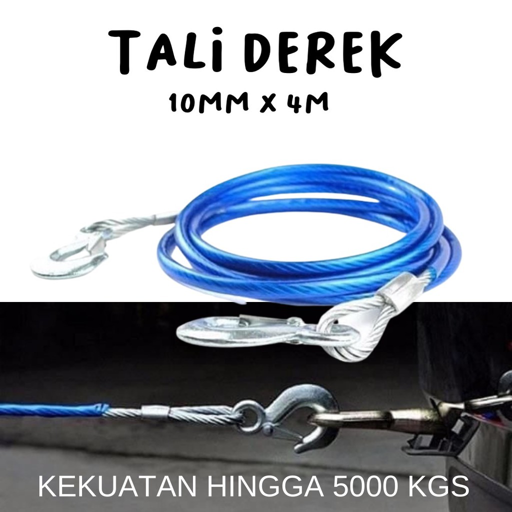 Jual TALI DEREK MOBIL KAWAT BAJA 4 METER TALI SLING BAJA 5 TON | Shopee ...