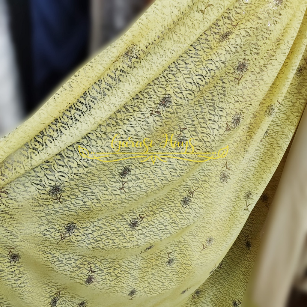 Jual Kain Brokat Motif Bunga Flower Soft Yellow Lebar 120 cm | Shopee ...