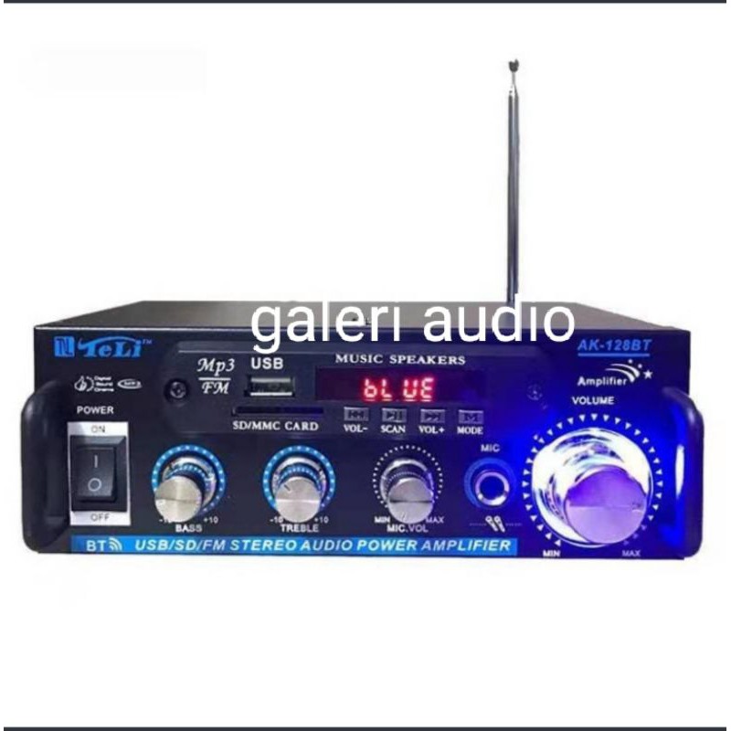 Jual Amplifier mini Teli AK-128BT BLUETOOTH USB MMC SD CARD FM KARAOKE ...