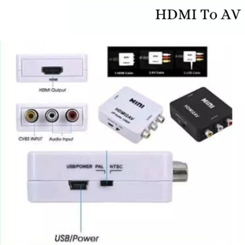 Jual Minibox HDMI To AV RCA CVBS Adapter / Mini HDMI2AV Converter Box ...