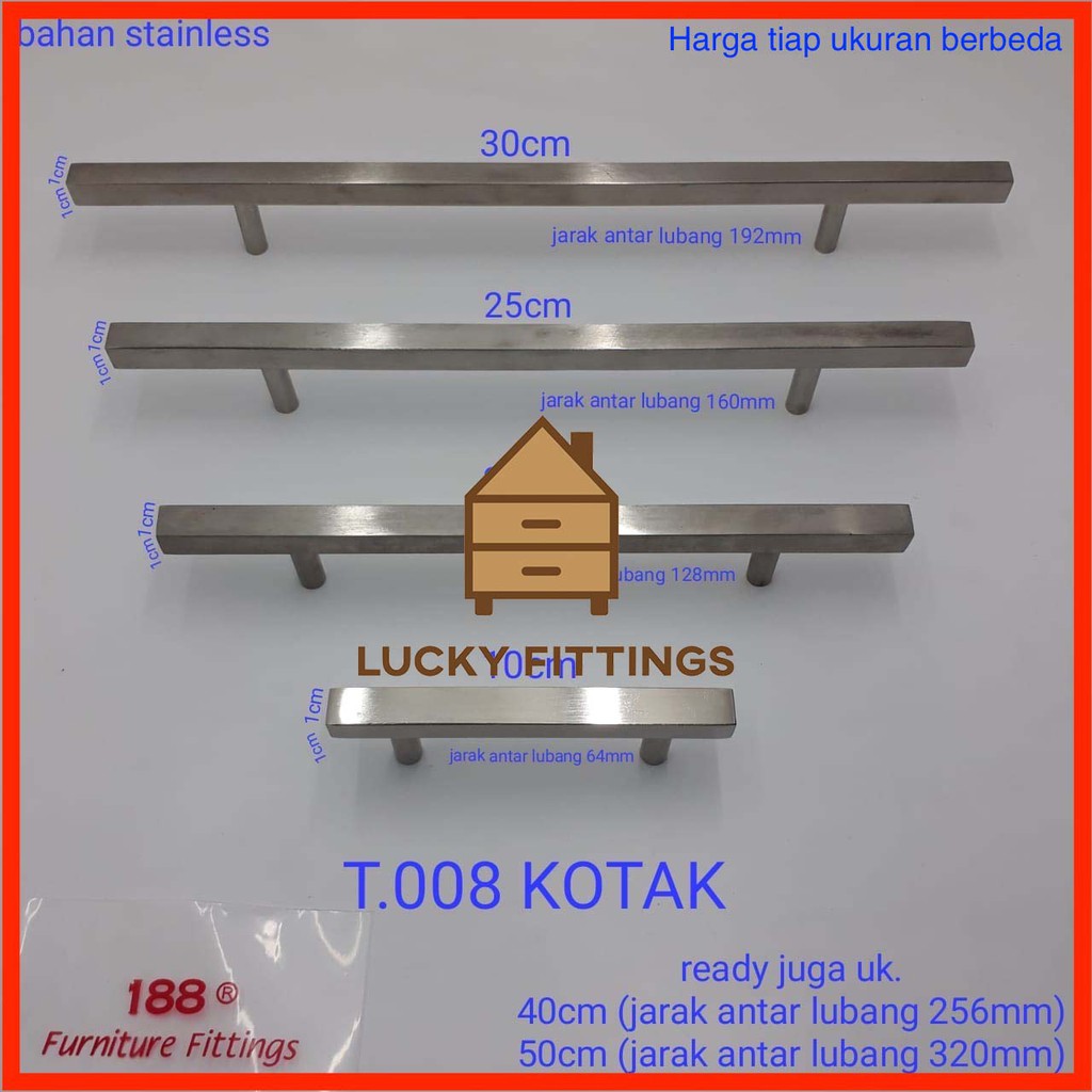 Jual Tarikan 008 30 cm Kotak Handle Laci Silver Pintu Lemari Minimalis ...