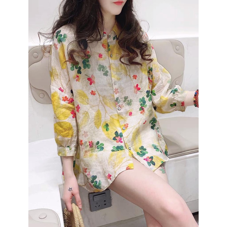 Jual MAOMAO - Wenda Kemeja Katun Poly Wanita Motif Bunga Ramadhan ...