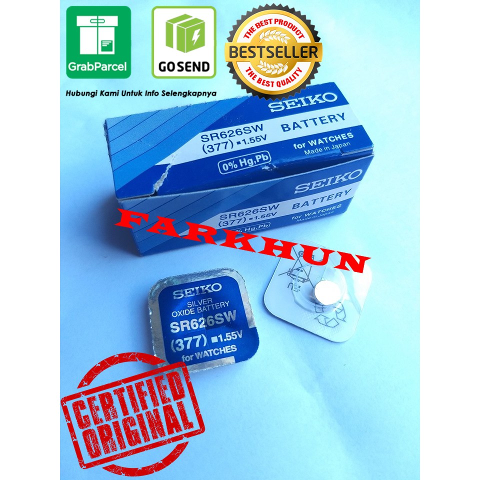 Jual BATTERY ORI JAPAN SEIKO SR626SW 377 BATERAI BATRE JAM TANGAN SR ...