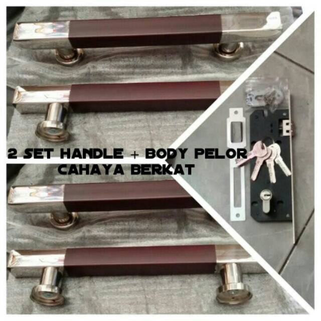 Jual handle pintu stainless 2set+kunci | Shopee Indonesia