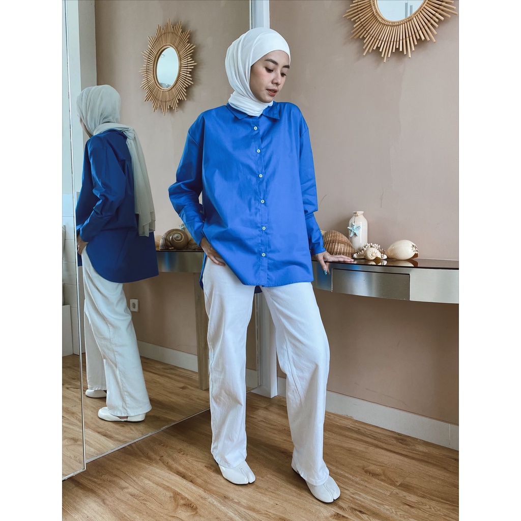 Jual BAJU OVERSIZED (OVERSIZED BLUE OCEAN SHIRT) | Shopee Indonesia