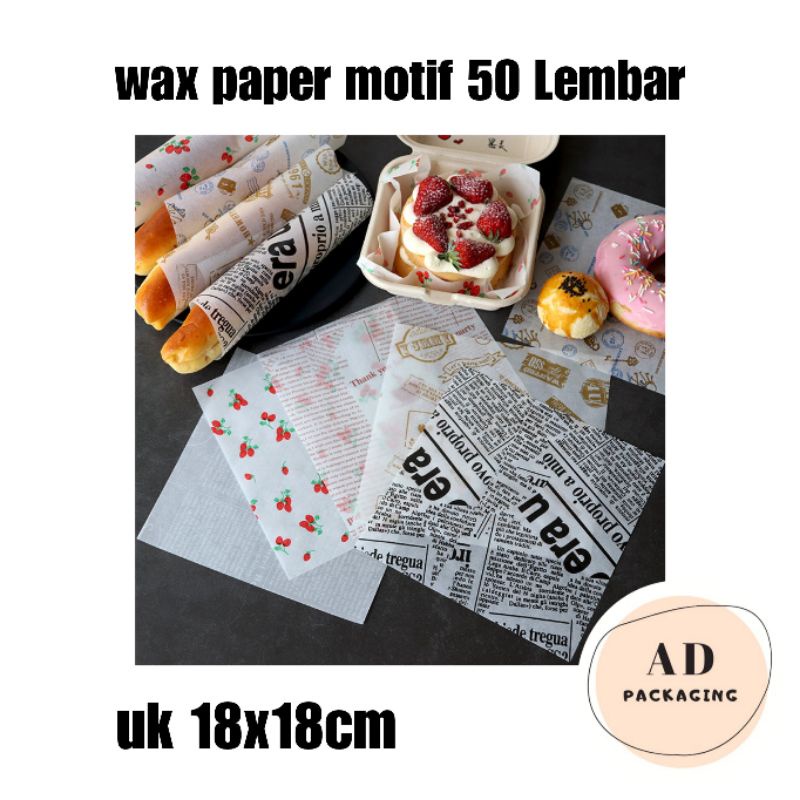 Jual wax paper 18x18cm / kertas bento box / korean paper / baking paper ...