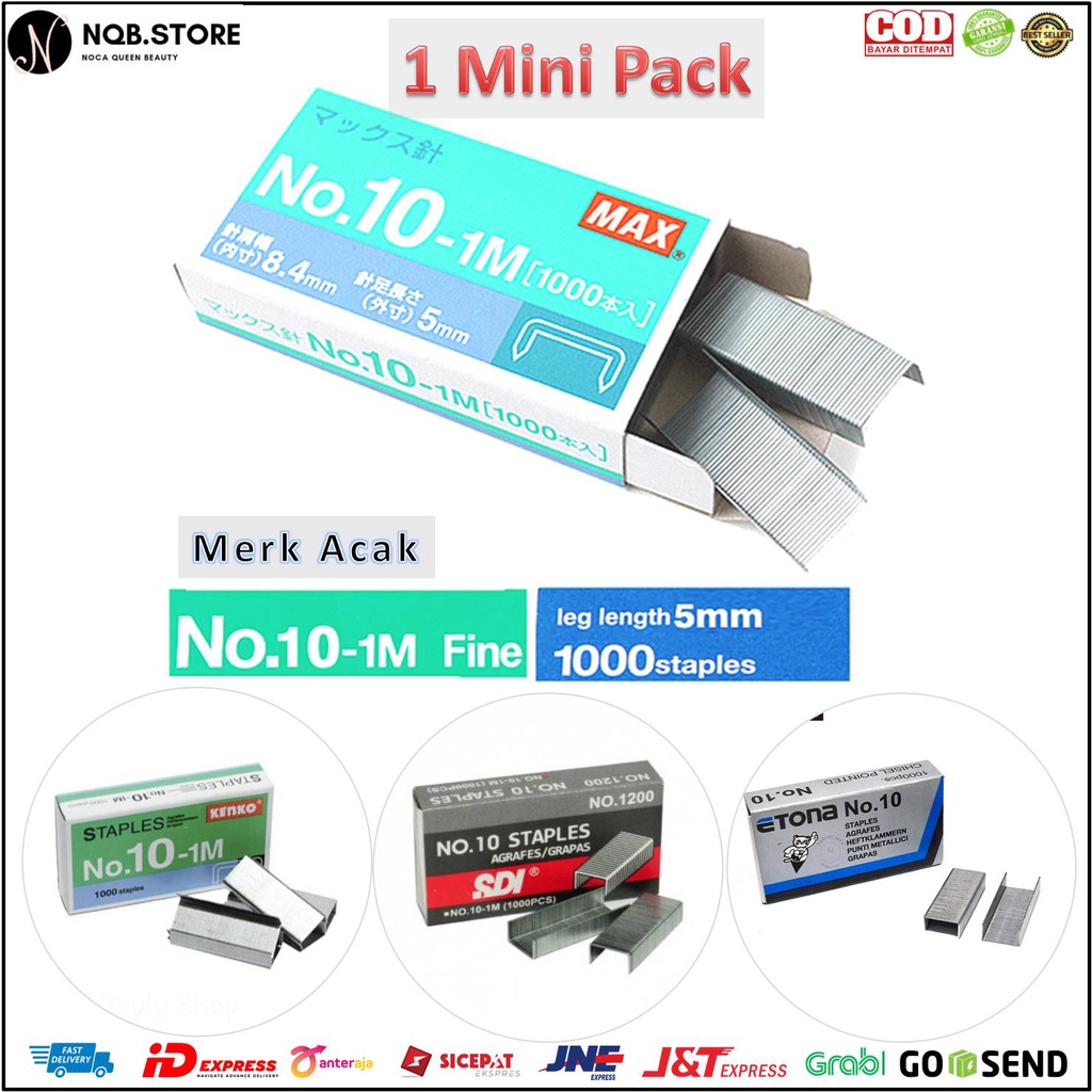 Jual NQB - Isi Staples No.10 - Refill Stapler 10mm Stepler Strapler Per ...