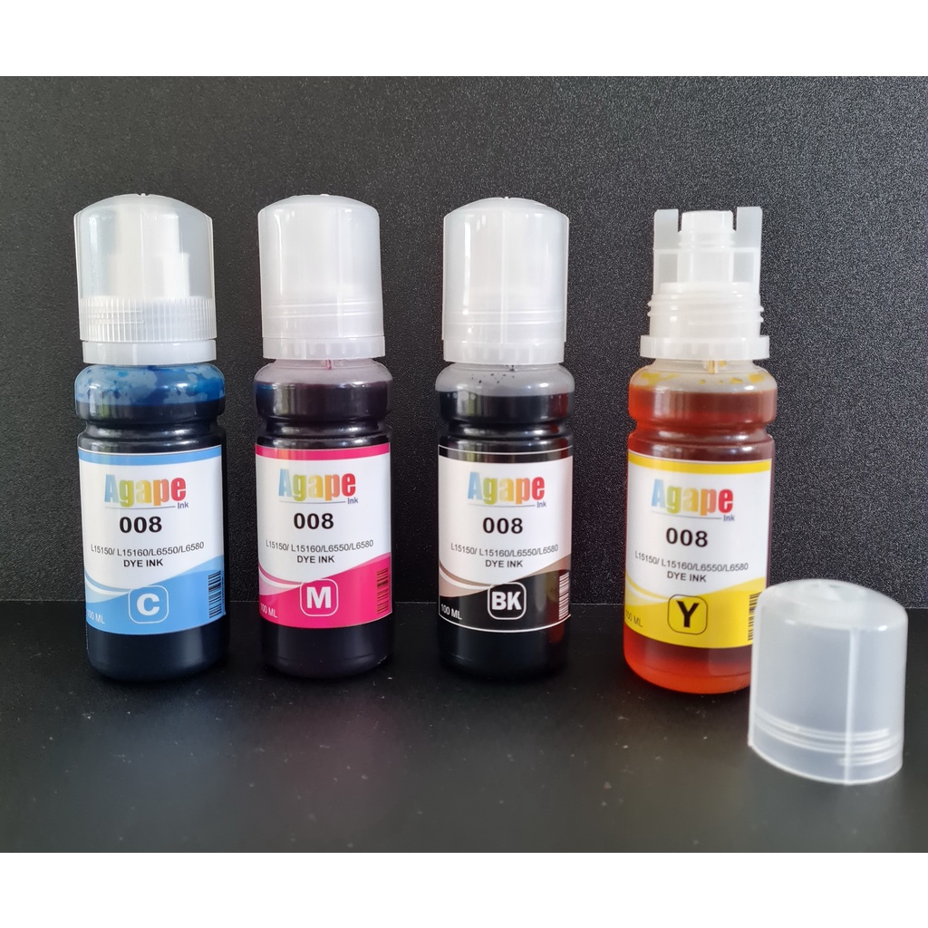 Jual TINTA BOTOL EPSON 008 COMPATIBLE DYE INK CYAN MAGENTA YELLOW BLACK ...