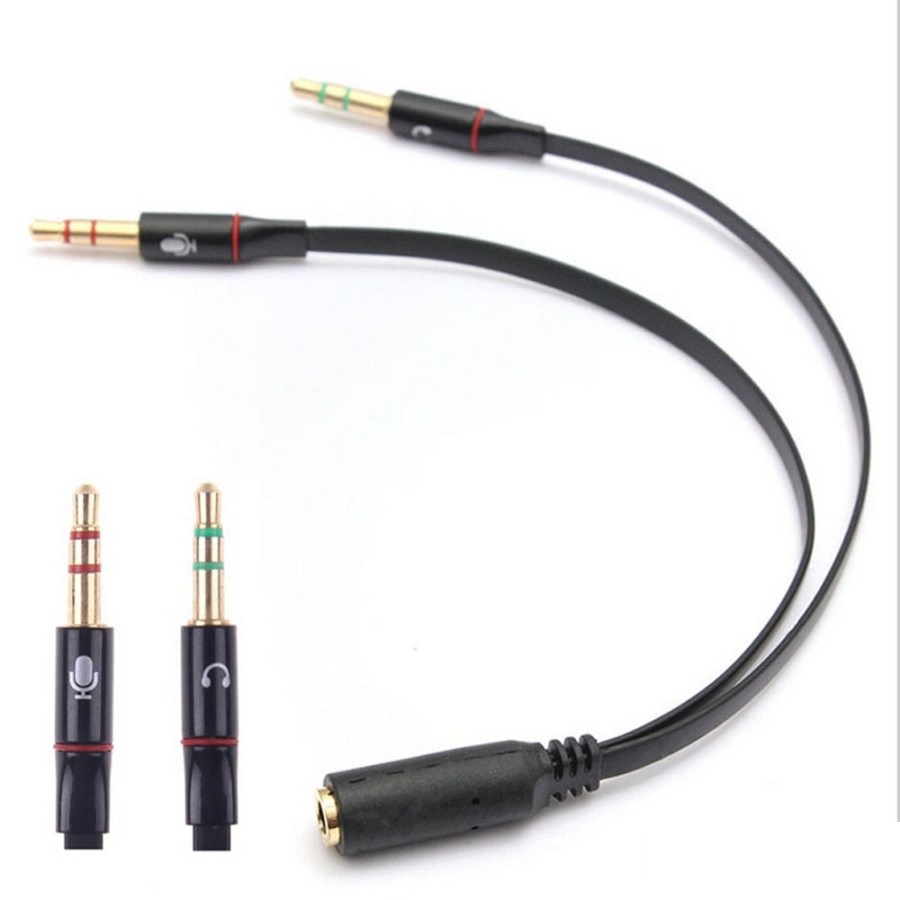 Jual Splitter Audio Jack 3.5mm Female Ke Dual 3.5mm Male HiFi (Mic+Hear ...