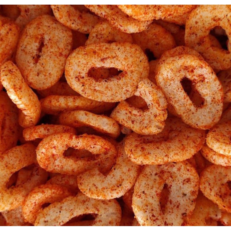 Jual Ring pedas 100gr/ kerupuk koin/ Snack kiloan/ Termurah/ Terenak ...