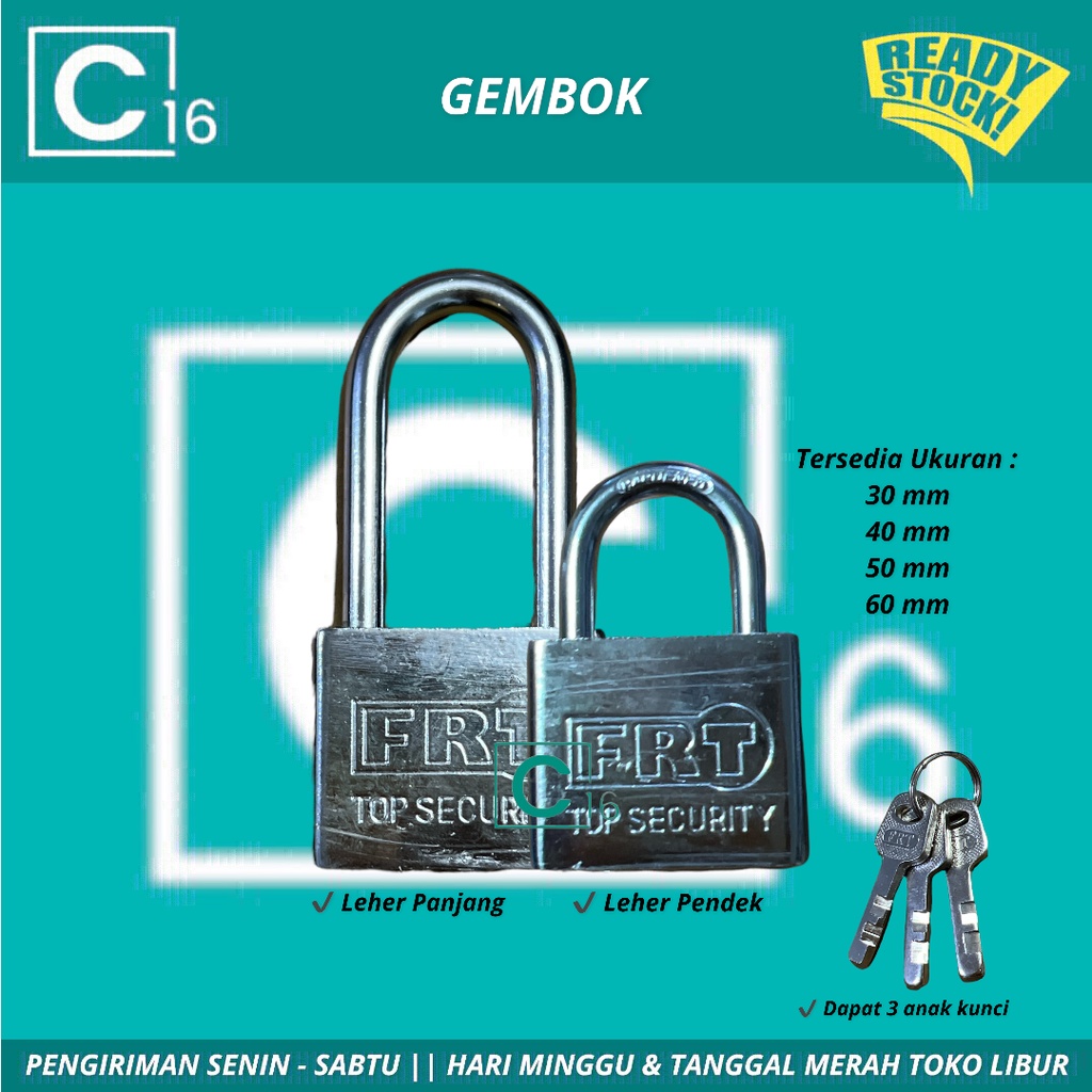 Jual Gembok Leher Panjang Dan Leher Pendek 30mm 40mm 50mm 60mm Seri Eco ...