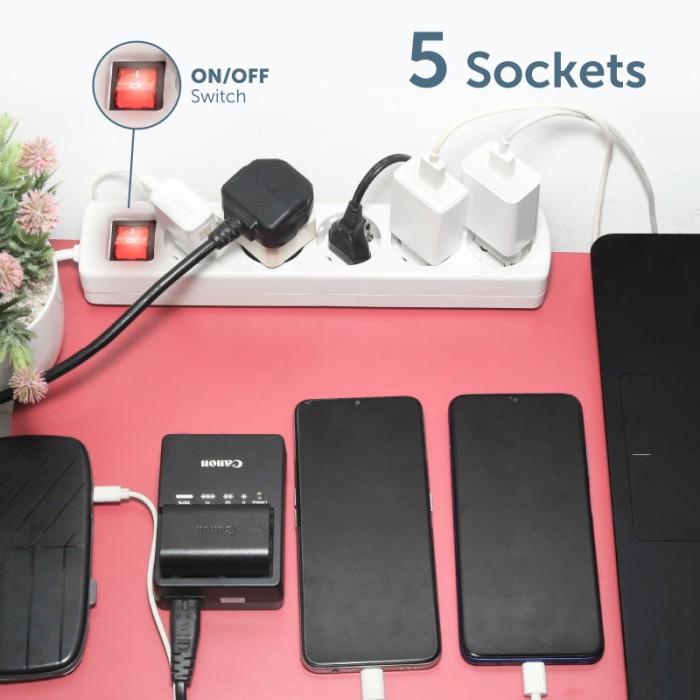Jual Produkku Tera Cable Extension 5 Sockets - White Murah | Shopee ...