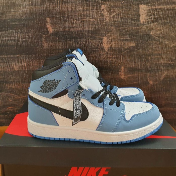 Jual PUSAT SEPATU AIR JORDAN 1 HIGH WHITE UNIVERSITY BLUE BLACK RUNNING ...