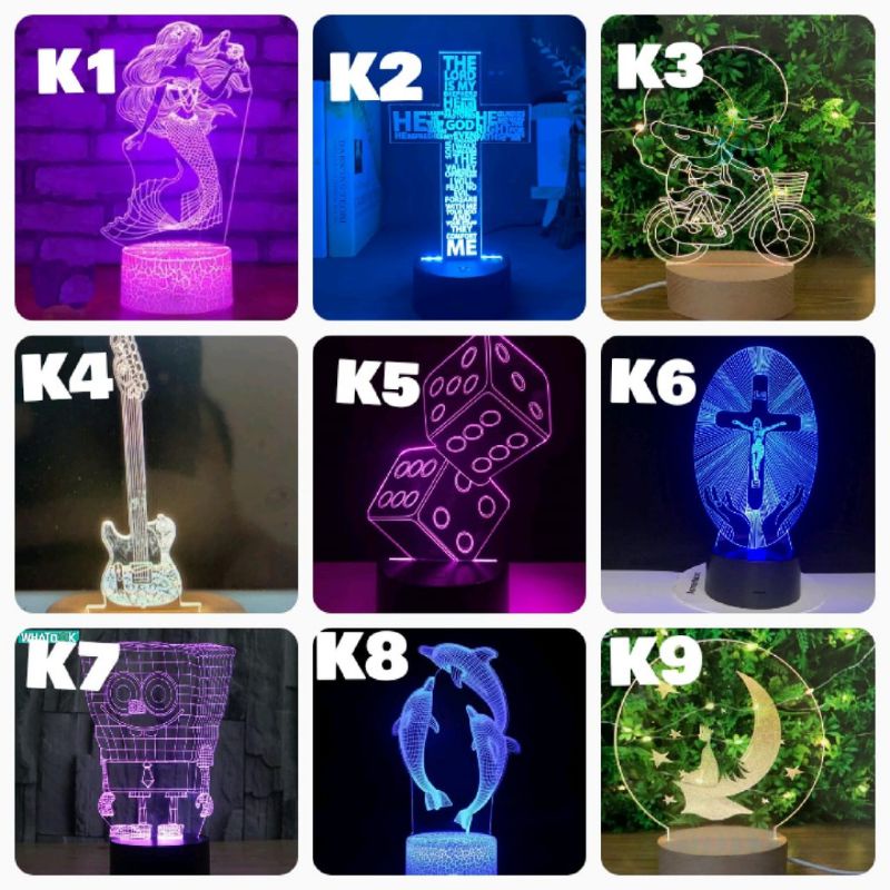 Jual Lampu Hias Tidur LED Karakter 3D Kamar Transparan 3Dimensi Salib ...
