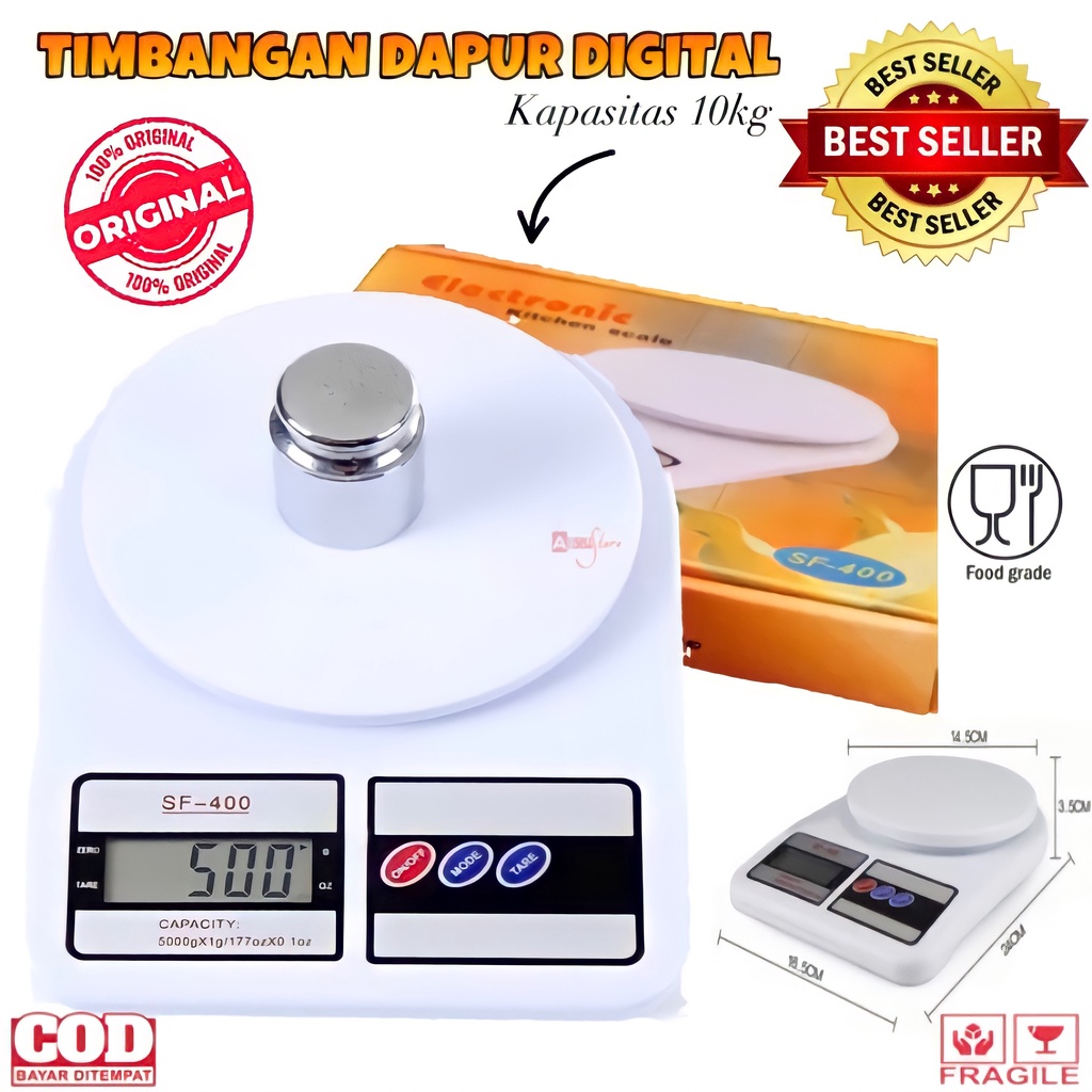 Jual ( BISA COD ) PROMO TIMBANGAN DAPUR DIGITAL SF-400 / TIMBANGAN KUE ...