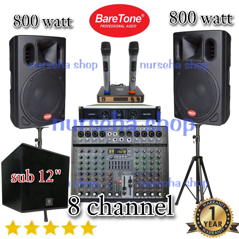 Jual Paket Sound System baretone 15 inch 1600 Watt mixer ASHLEY 8 ...