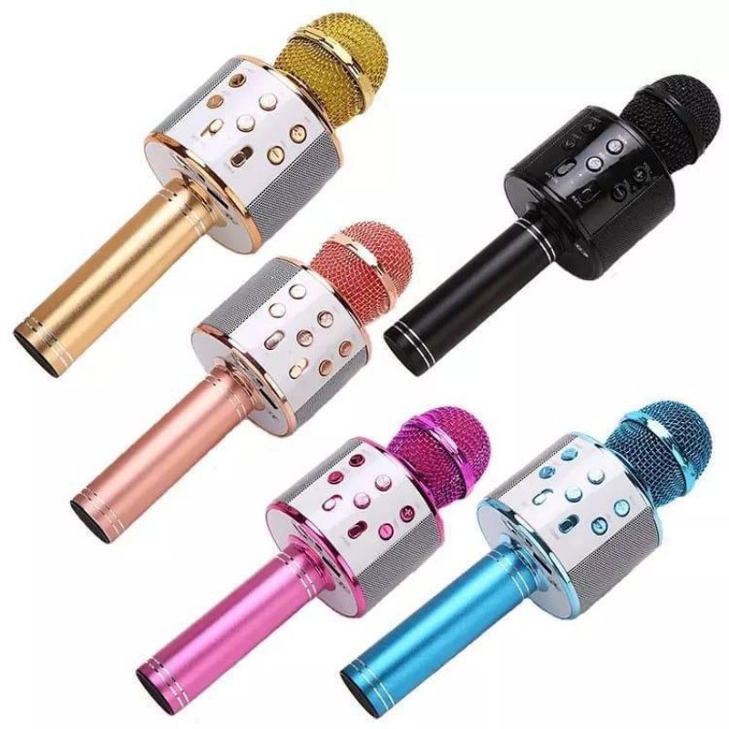 Jual MIC BLUETOOTH WS-858 ( Bahan Besi / Batre Besar) WSTER SMULE WIRELESS / MICROPHONE KARAOKE ...