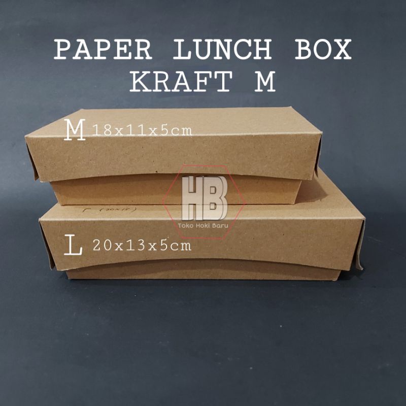 Jual [100 Pcs] PAPER LUNCH BOX KRAFT SIZE M / KOTAK MAKAN KERTAS BOX ...